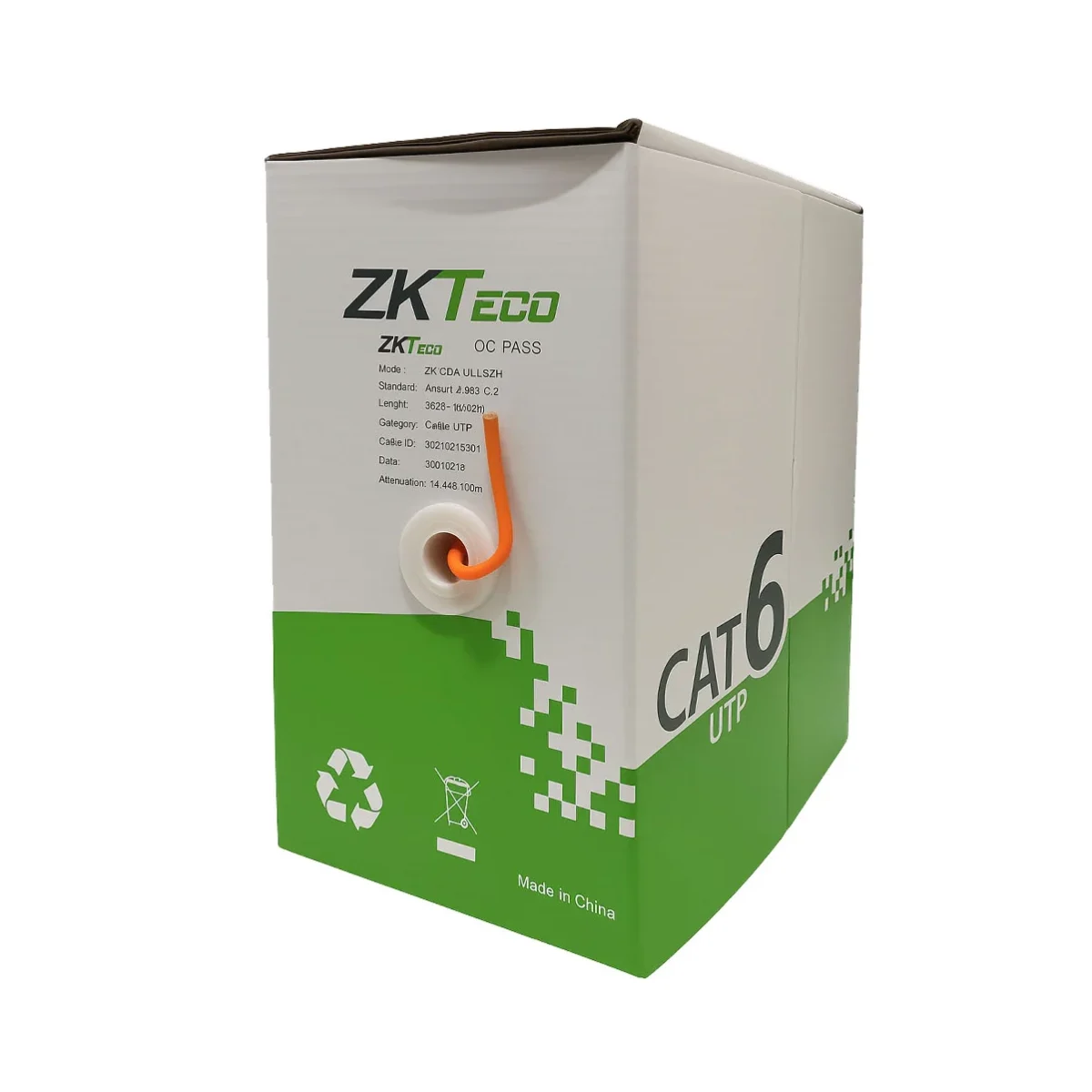 Zkteco XL600-C-L56 23AWG Network Cable 305m Cat6 UTP - Orange - | Al ...